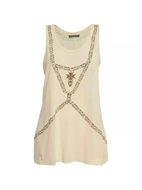 Alexander McQueen Chain Print Crossover Back Tank Top - Neutrals