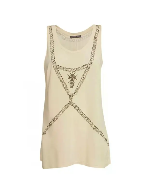 Alexander McQueen Chain Print Crossover Back Tank Top