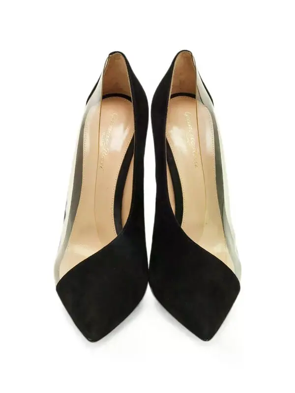 GIANVITO ROSSI Plexi Pointed-toe Suede Heeled Pumps - Black