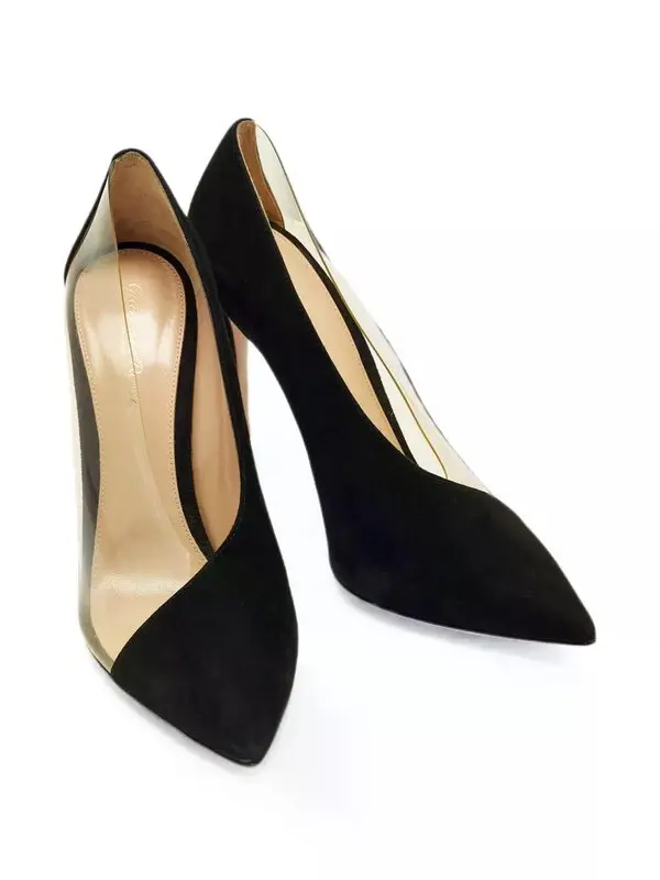 GIANVITO ROSSI Plexi Pointed-toe Suede Heeled Pumps - Black