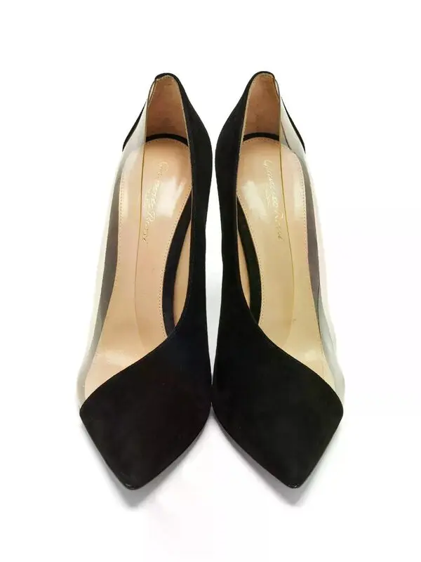 GIANVITO ROSSI Plexi Pointed-toe Suede Heeled Pumps - Black