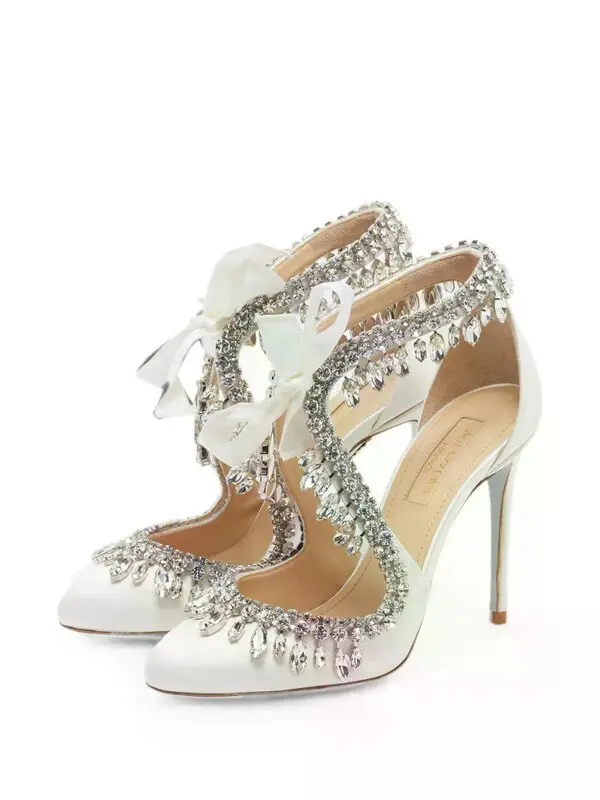 AQUAZZURA Embellished Ankle Strap Pumps