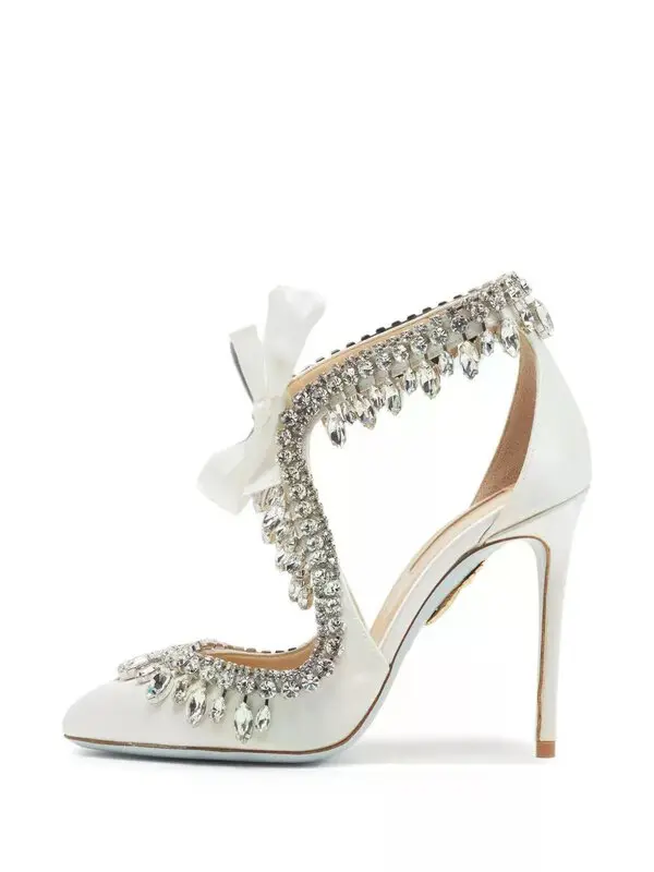 AQUAZZURA Embellished Ankle Strap Pumps - Neutrals