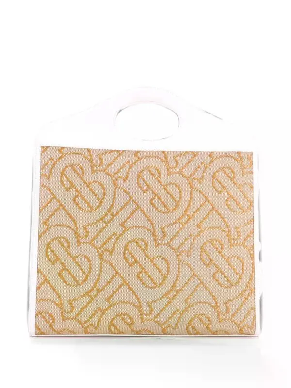 Burberry Woven Raffia And Canvas Medium Tote Bag With Leather Trim