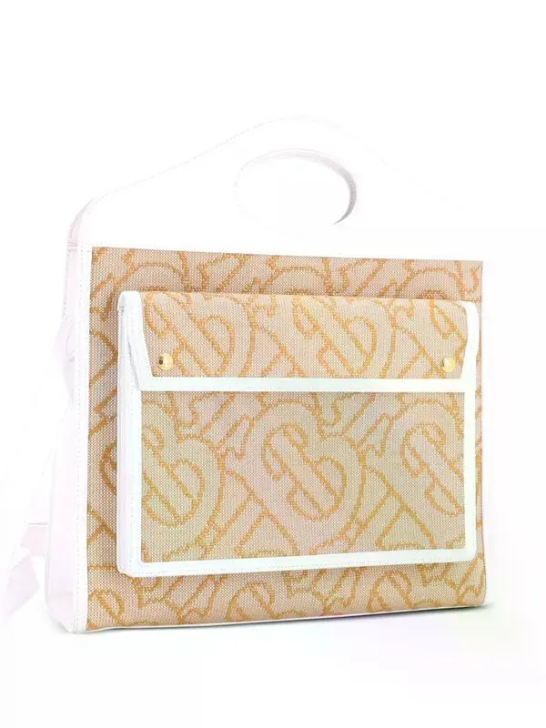 Burberry Woven Raffia And Canvas Medium Tote Bag With Leather Trim - Neutrals