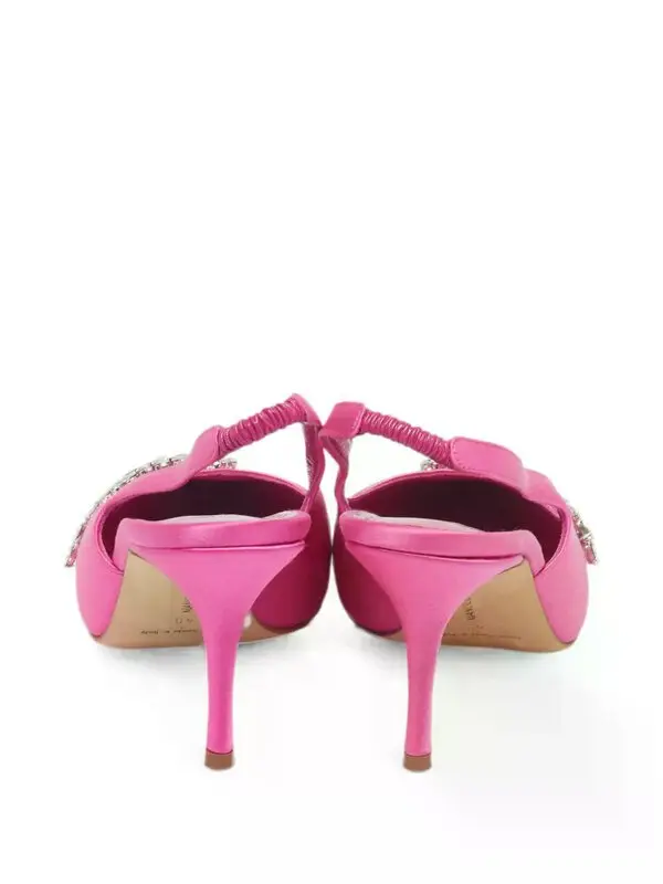 Manolo Blahnik Satin Crystal Embellished Slingback Pumps