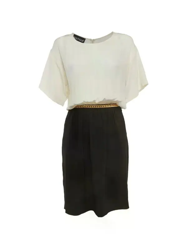 Moschino Cream Crepe Chain-detail Dress - Black