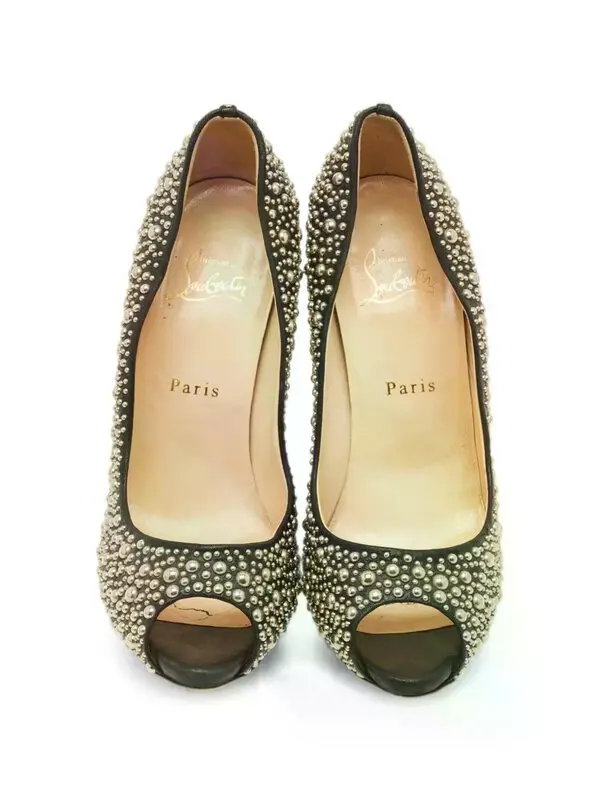 CHRISTIAN LOUBOUTIN Studded Peep-toe Pumps