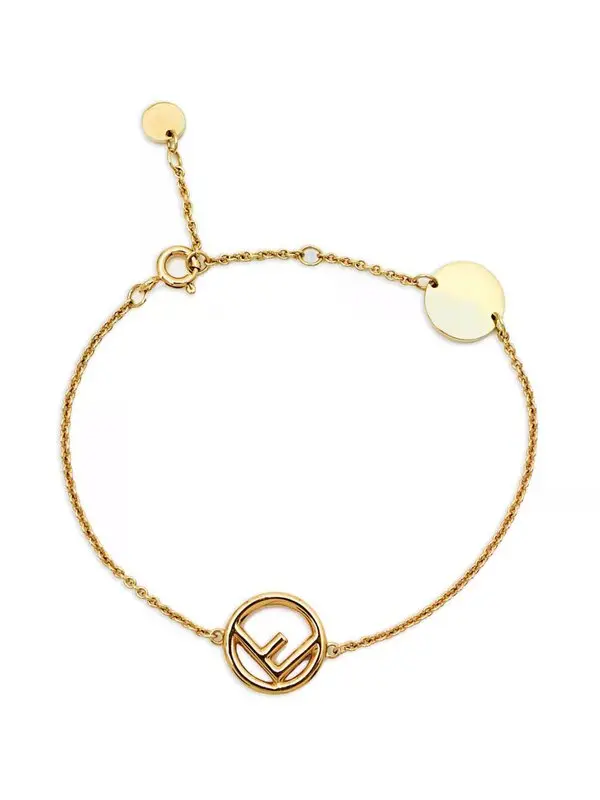 Fendi Crystal Embellished F Motif Chain-link Bracelet