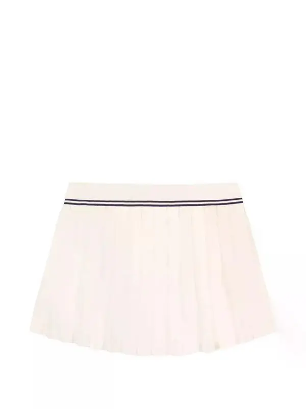 SPORTY & RICH Embroidered Logo Pleated Mini Skirt - Neutrals