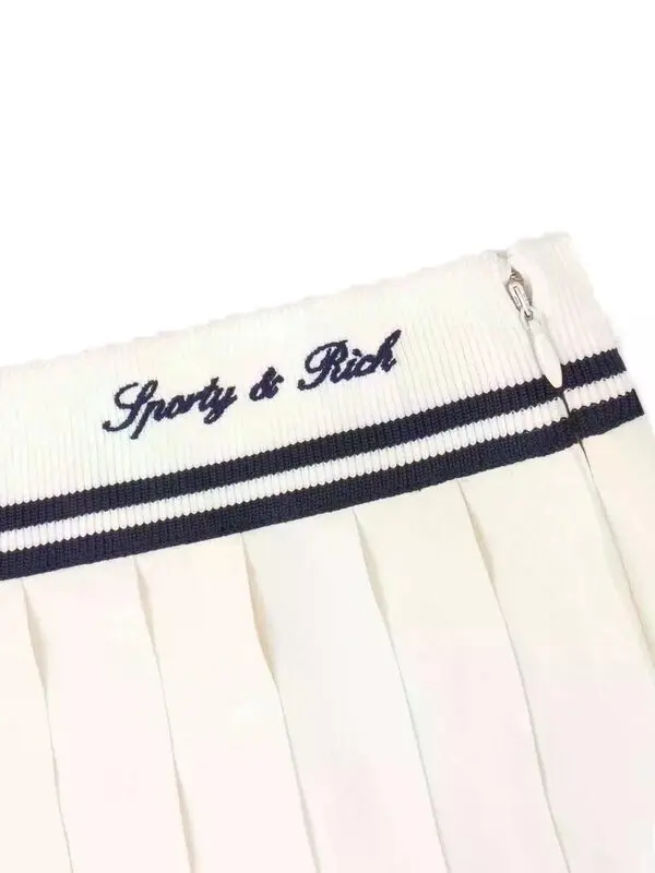 Sporty & Rich Embroidered Logo Pleated Mini Skirt - Neutrals