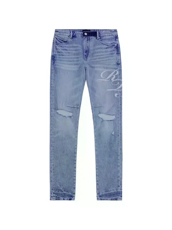 RtA Bryant Cursive Print Jeans - Blue