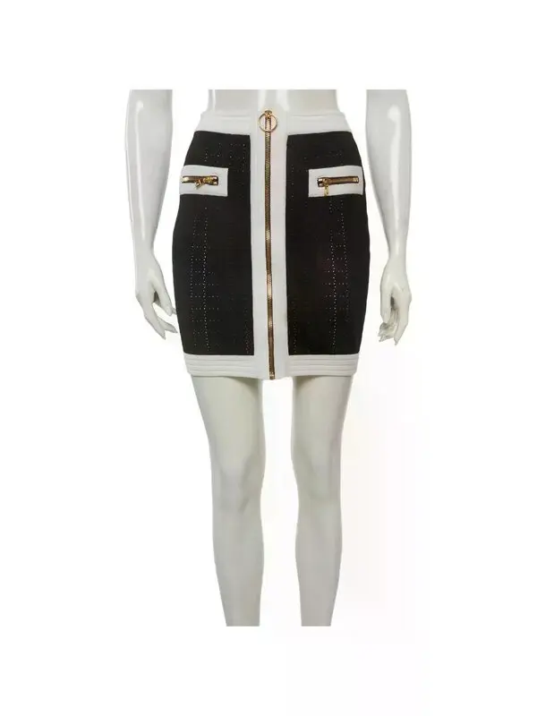 Balmain Knitted Zip-up Mini Skirt