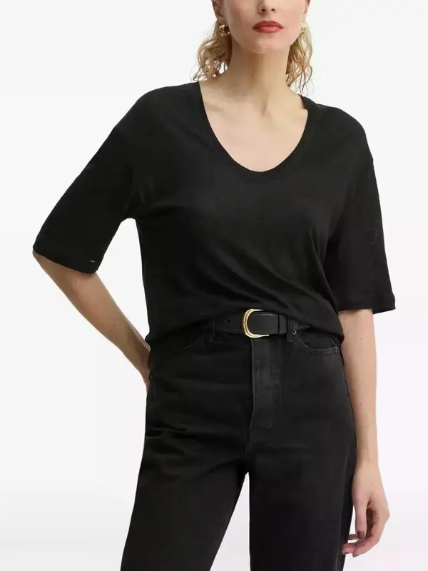 BY MALENE BIRGER Amaringa V-neck Short-sleeve T-shirt - Black