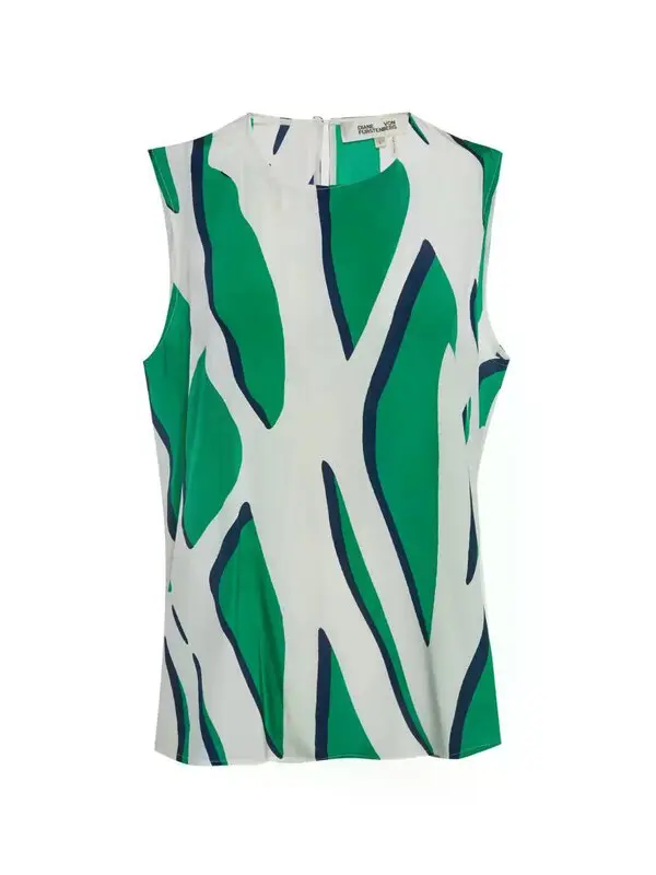 Diane Von Furstenberg Sleeveless Printed Silk Top