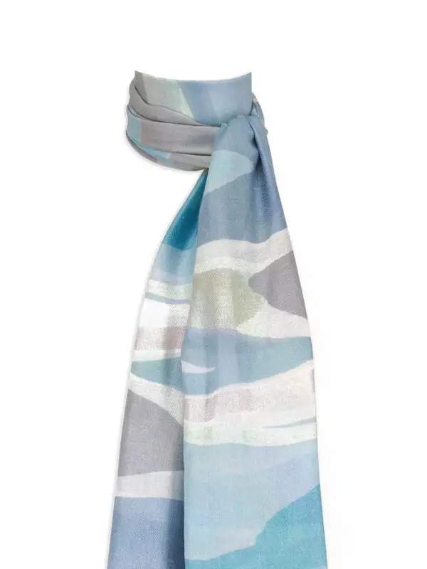 Kinross Cashmere Abstract-pattern Frayed-edge Scarf