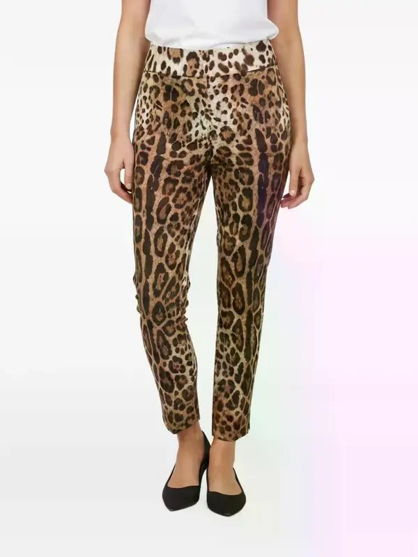 Dolce & Gabbana Leopard Print Jacquard Trousers - Brown