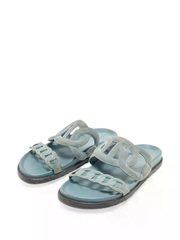 Hermès Chaine D'ancre Suede Sandals - Blue