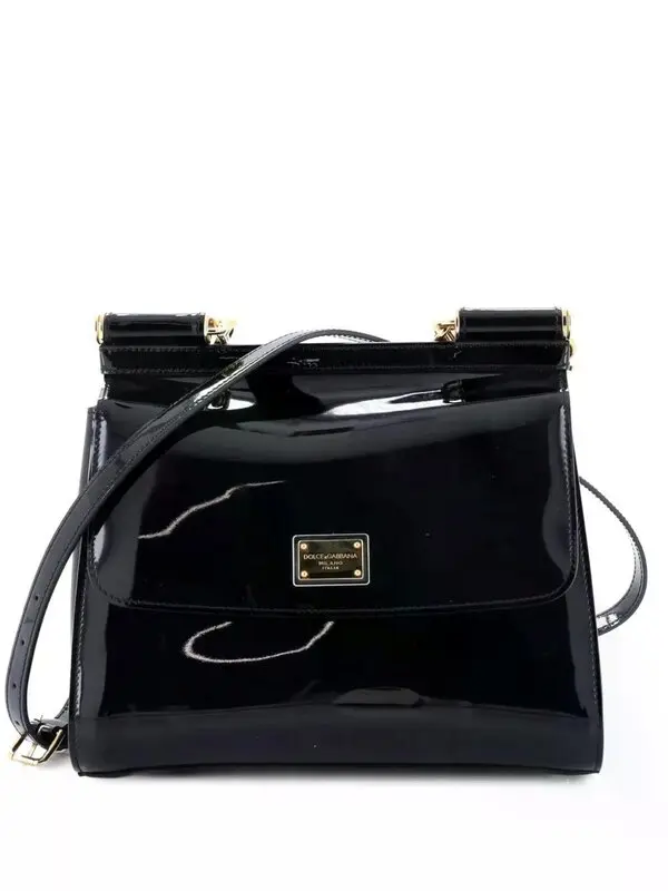 Dolce & Gabbana Miss Sicily Patent Medium Satchel Bag - Black