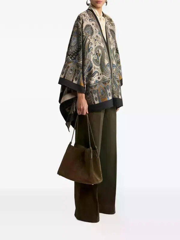 Etro Wool-blend Jacquard Cape With Paisley Motif