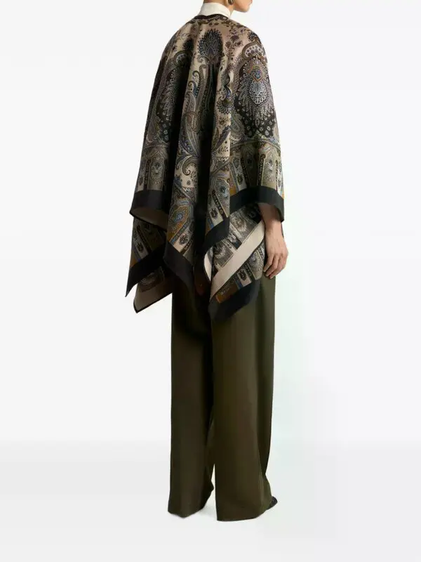 Etro Wool-blend Jacquard Cape With Paisley Motif