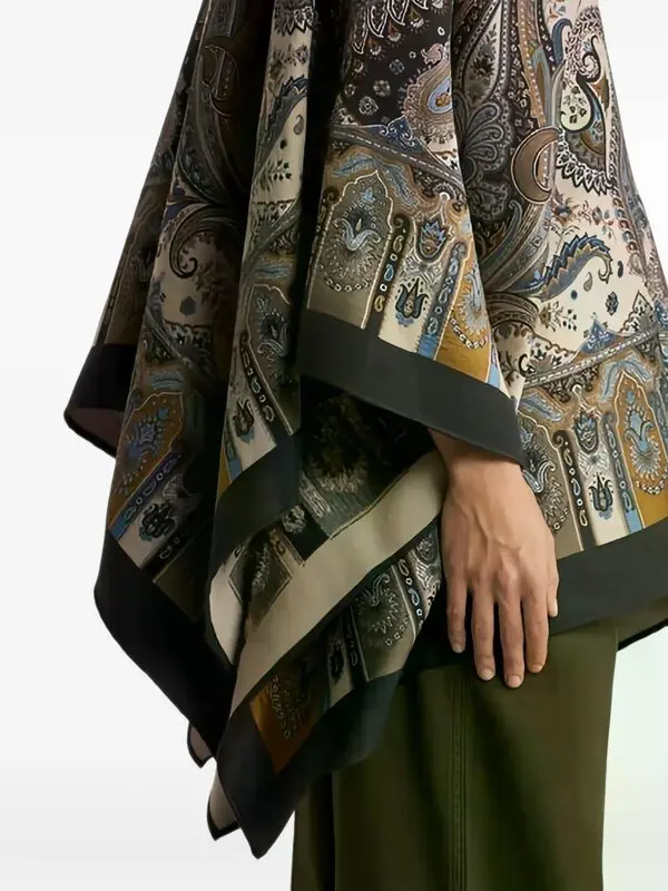 Etro Wool-blend Jacquard Cape With Paisley Motif