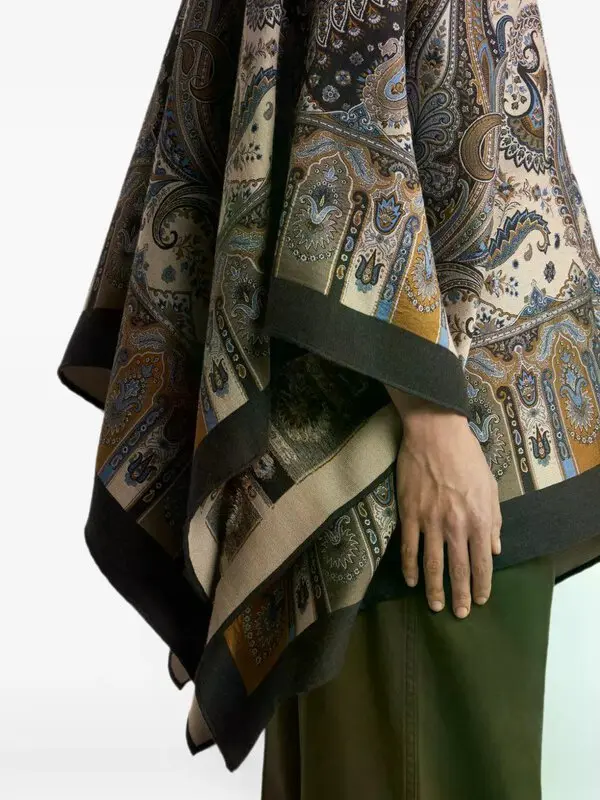 Etro Wool-blend Jacquard Cape With Paisley Motif