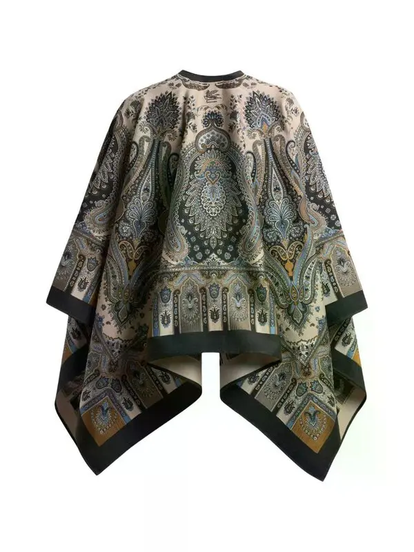 Etro Wool-blend Jacquard Cape With Paisley Motif