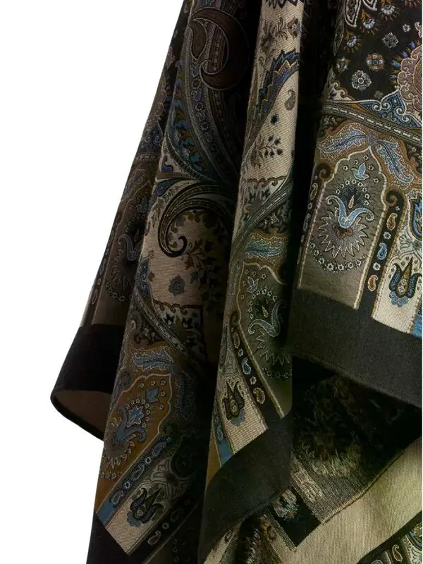 Etro Wool-blend Jacquard Cape With Paisley Motif