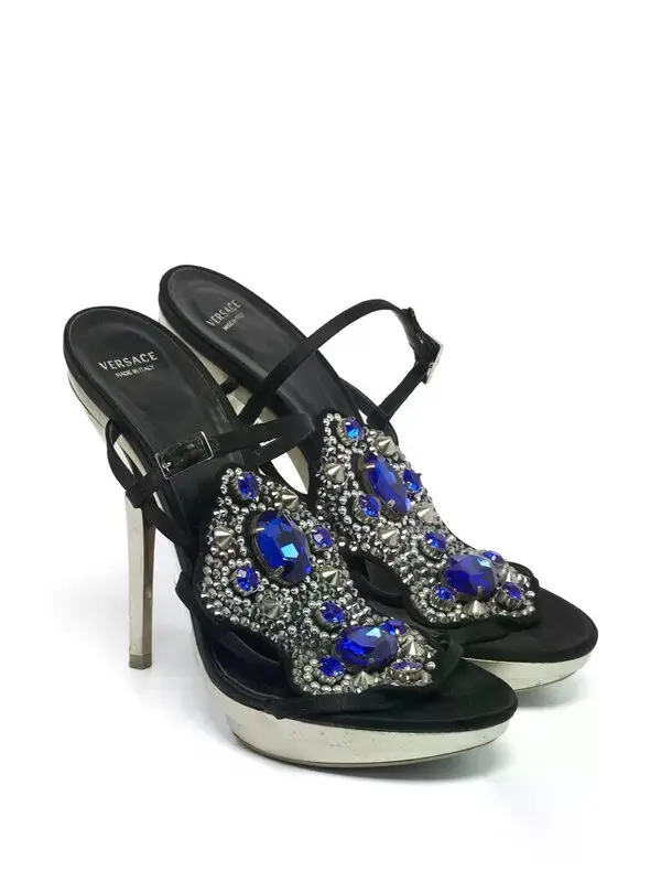 Versace Embellished Slingback Stiletto Sandals