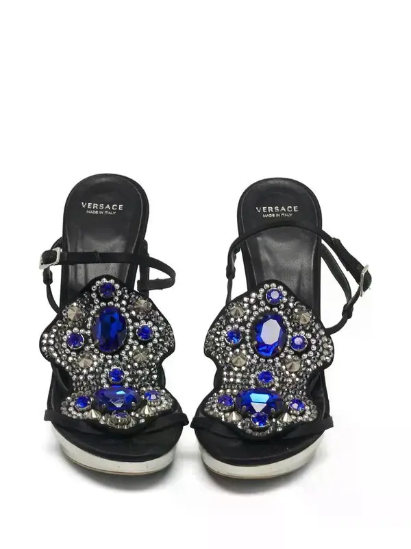Versace Embellished Slingback Stiletto Sandals
