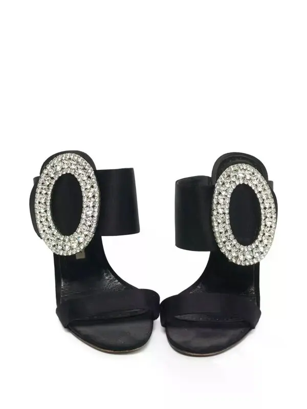 Manolo Blahnik Satin Crystal Embellished Stiletto Sandals