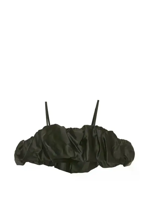 Simkhai Leonora Ruffled Corset Cropped Top - Black