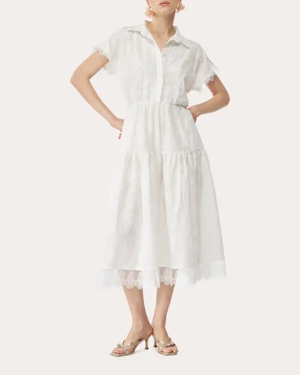 Waimari Aura Lace Midi Shirt Dress