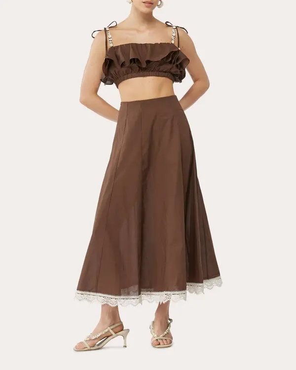 Waimari Zaphyr Cotton A-line Midi Skirt