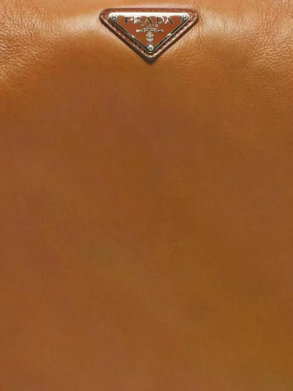 Prada Shearling Trim Shoulder Bag - Brown