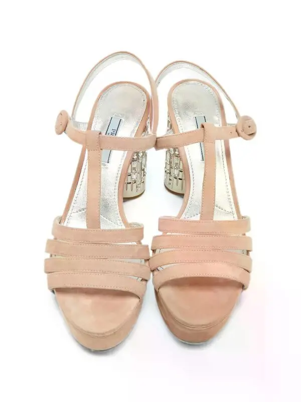Prada Embellished Block Heel Sandals