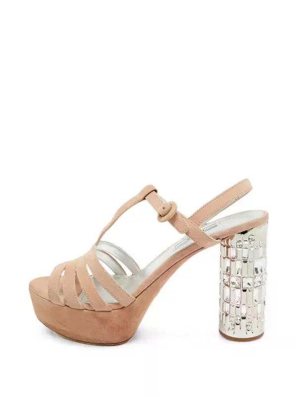 Prada Embellished Block Heel Sandals
