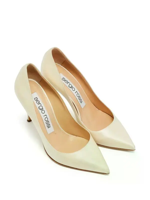 SERGIO ROSSI Beige Satin Pumps