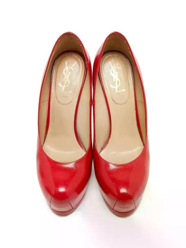 Saint Laurent Patent Leather Platform Pumps - Red