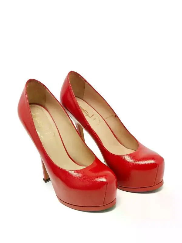 Saint Laurent Patent Leather Platform Pumps - Red