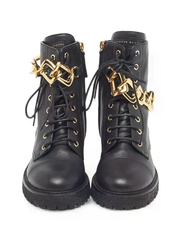 GIUSEPPE ZANOTTI Chain-embellished Combat Boots
