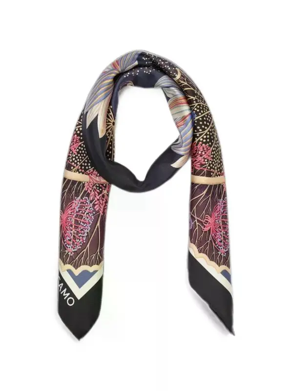 FERRAGAMO Water Lilies Silk Scarf - Blue
