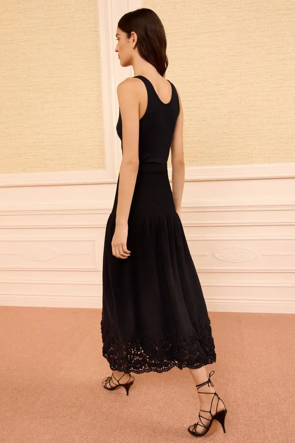 Ulla Johnson Leona Crochet Midi Skirt - Noir