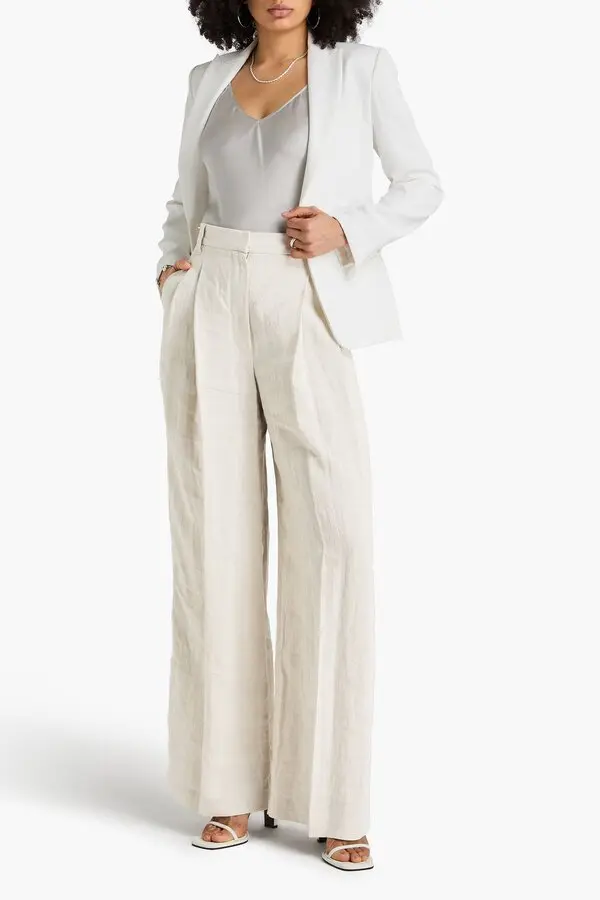 Brunello Cucinelli Beadembellished Linenblend Wideleg Pants