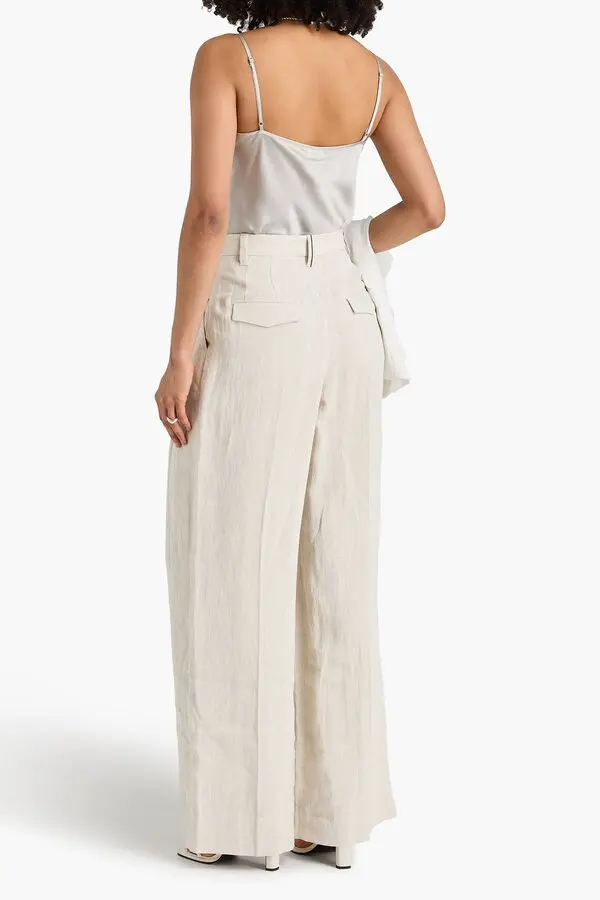 Brunello Cucinelli Beadembellished Linenblend Wideleg Pants
