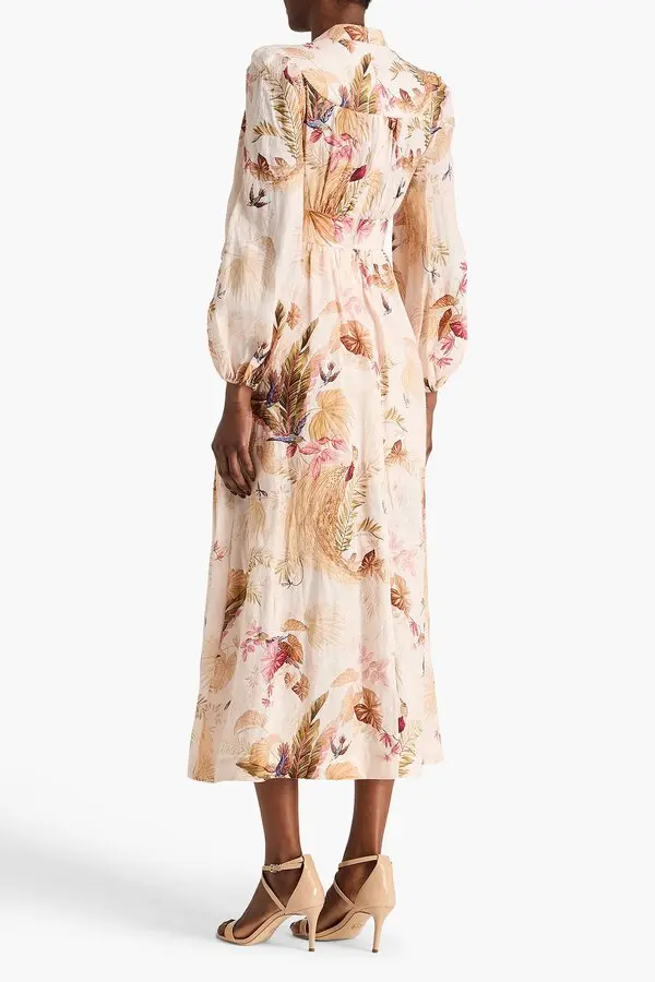 Zimmermann Printed Linen Midi Dress