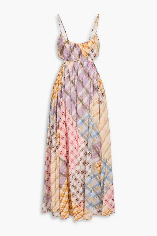 Zimmermann Cutout Checked Cottonpoplin Maxi Dress - Multicolor