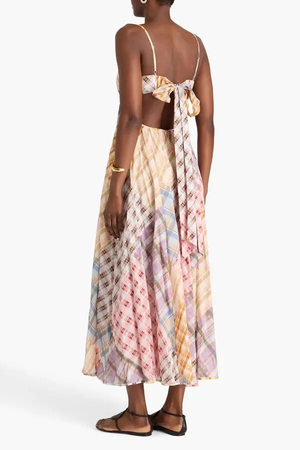 Zimmermann Cutout Checked Cottonpoplin Maxi Dress