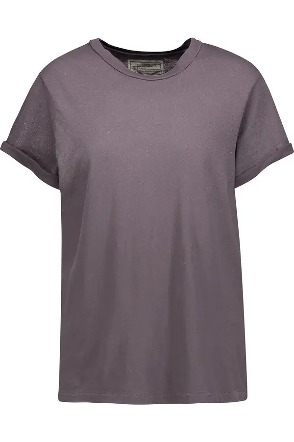 Current/Elliott The Rolled Sleeve Glittered Cottonjersey Tshirt
